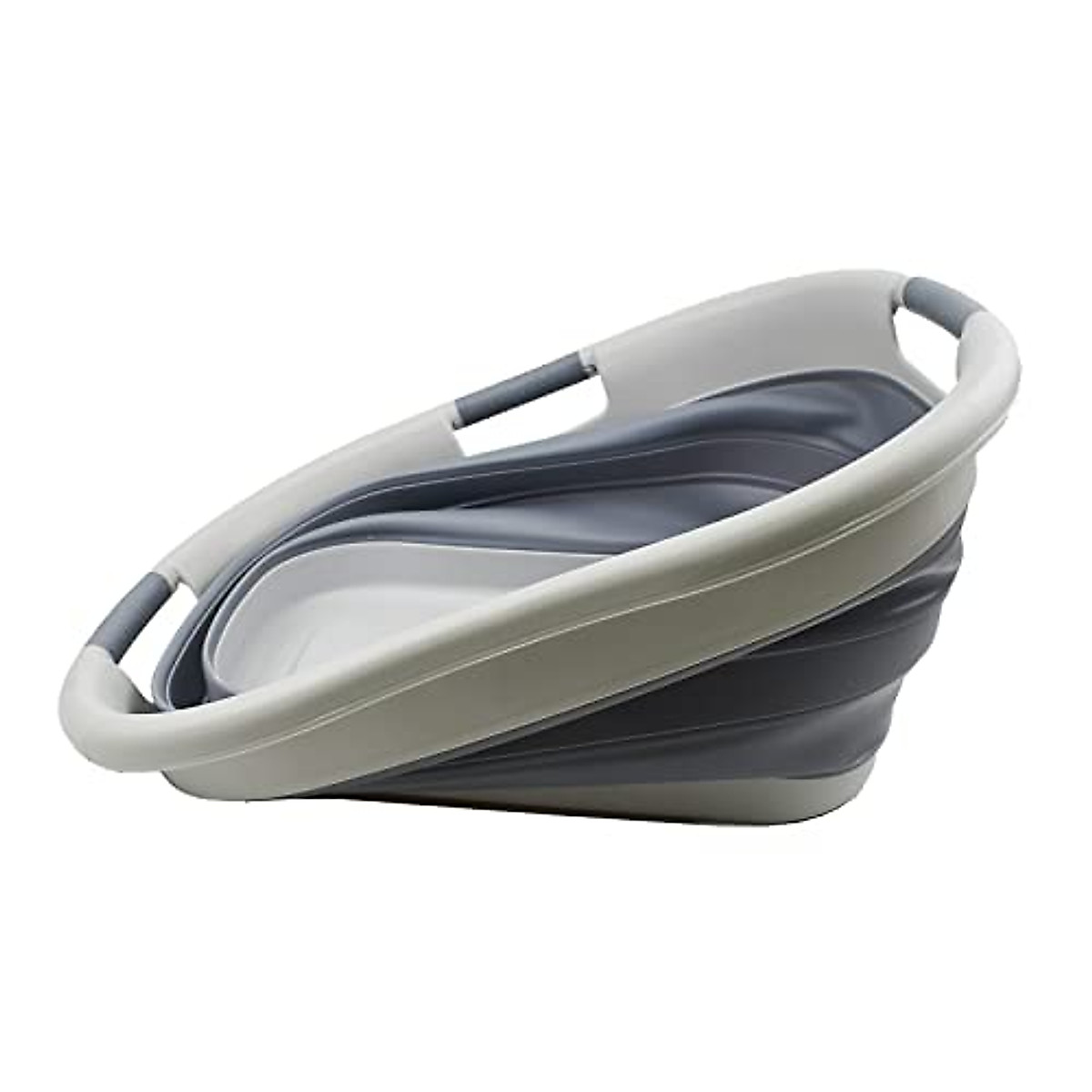 SAMMART 40L (10.5 gallon) Collapsible Plastic Laundry Basket - Foldable Pop Up Storage Container/Organizer - Portable Washing Tub - Space Saving Hamper/Basket (1, Grey/Dark Grey)