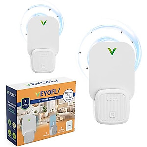 VEYOFLY Fly Trap, Plug in Flying Insect Trap, Fruit Fly Traps for Indoors- Safer Home Indoor- Bug Light Indoor Plug in- Mosquito Trap, Fruit Fly Killer, Gnat Trap, Flea Trap- (2 Device+6 Glue Boards)