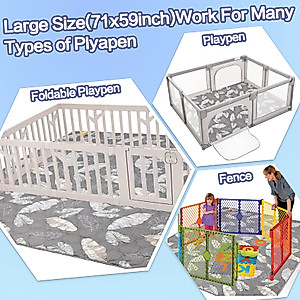 DHZJM Baby Play Mat,71x59 Play mat for Baby,One-Piece Crawling Mat Non Slip Baby Mat for Floor,Tummy Time Mat-Baby Padded Floor mat Compatible for Dripex Baby Playpen-Baby Regustrt Search (Leaves)