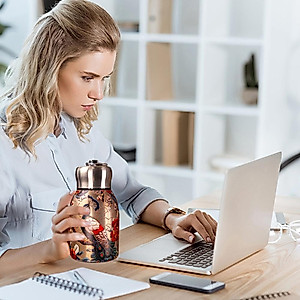 Insulated Tumblers with Lid, Portable Peacock Stainless Steel Vacuum Thermos Cup, Travel Coffee Mug, Leak Proof Double Walled Coffee Tumbler for Iced and Hot Drinks