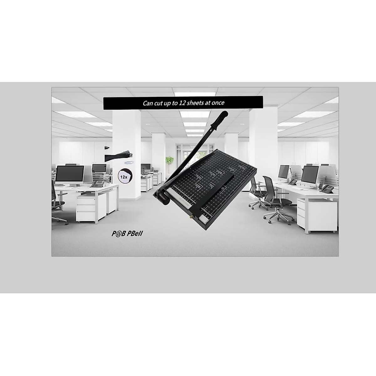 P@B PBell A4 Paper Cutter, Trimmer Guillotine Cutting Length with Safety Blade Lock (Black) …