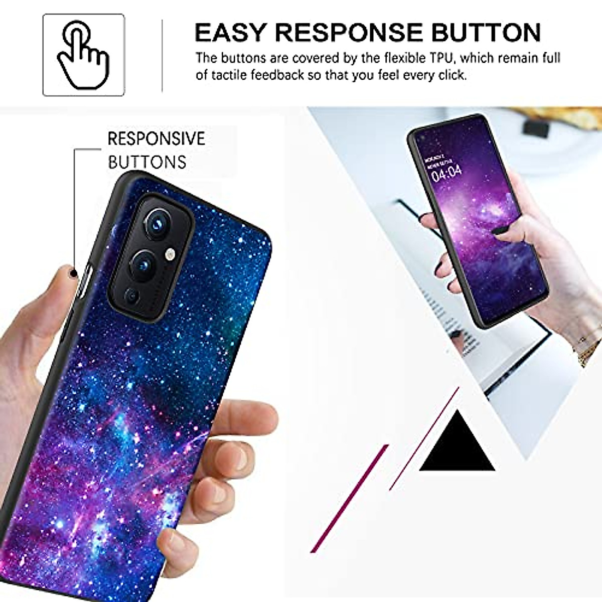 BENTOBEN for OnePlus 9 Case 5G, Slim Fit Glow in The Dark Hybrid Hard PC Soft TPU Bumper Drop Proof Protective Girls Women Boys Men Phone Case Cover for OnePlus 9 2021 (6.55 Inch), Nebula/Galaxy