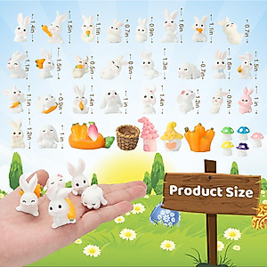40pcs Mini Resin Animals Tiny Easter Bunny Figures to Hide - Bulk Animal Figurines for Easter Basket Stuffers Egg Fillers Easter Decorations Dollhouse Fairy Garden Accessories, Funny Easter Gifts