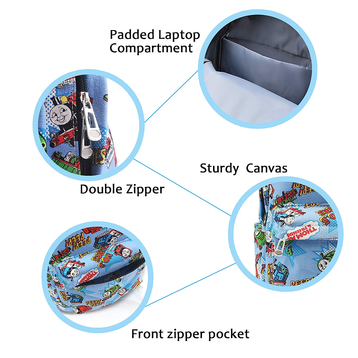 Finex Transport Fans Canvas Backpack Casual Daypack with 15 in Laptop Storage Compartment