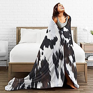 Black White Cow Skin Pattern Print Blanket Soft Sherpa Farm Animal Design Throw Blankets for Couch Farm Animal Cow Blanket Fluffy Blanket Travel Blanket Cute 60x80 Inch
