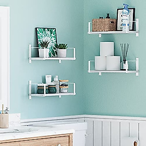 Wallniture Toledo 17" Floating Shelves for Wall, Bookshelf Living Room Decor, Kitchen Organization, Bathroom Shelves, 17" Office Wall Shelf Set of 4 White