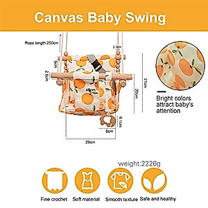 Canvas Baby Swing Seat Chair Indoor Outdoor Hanging Swing Seat for Baby with Soft Cushion/Safety Belt/Mounting Hardware,Orange