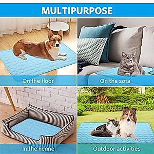 Dog Self Cooling Mat Pet,Breathable Summer Cooling Pads,WashableIce Silk Sleep Mat,Pet Cooling Blanket Sleeping Kennel Mat Pad Non-Toxic Sleep Bed Mat for Large Dogs Cats Animal Chilly Pad