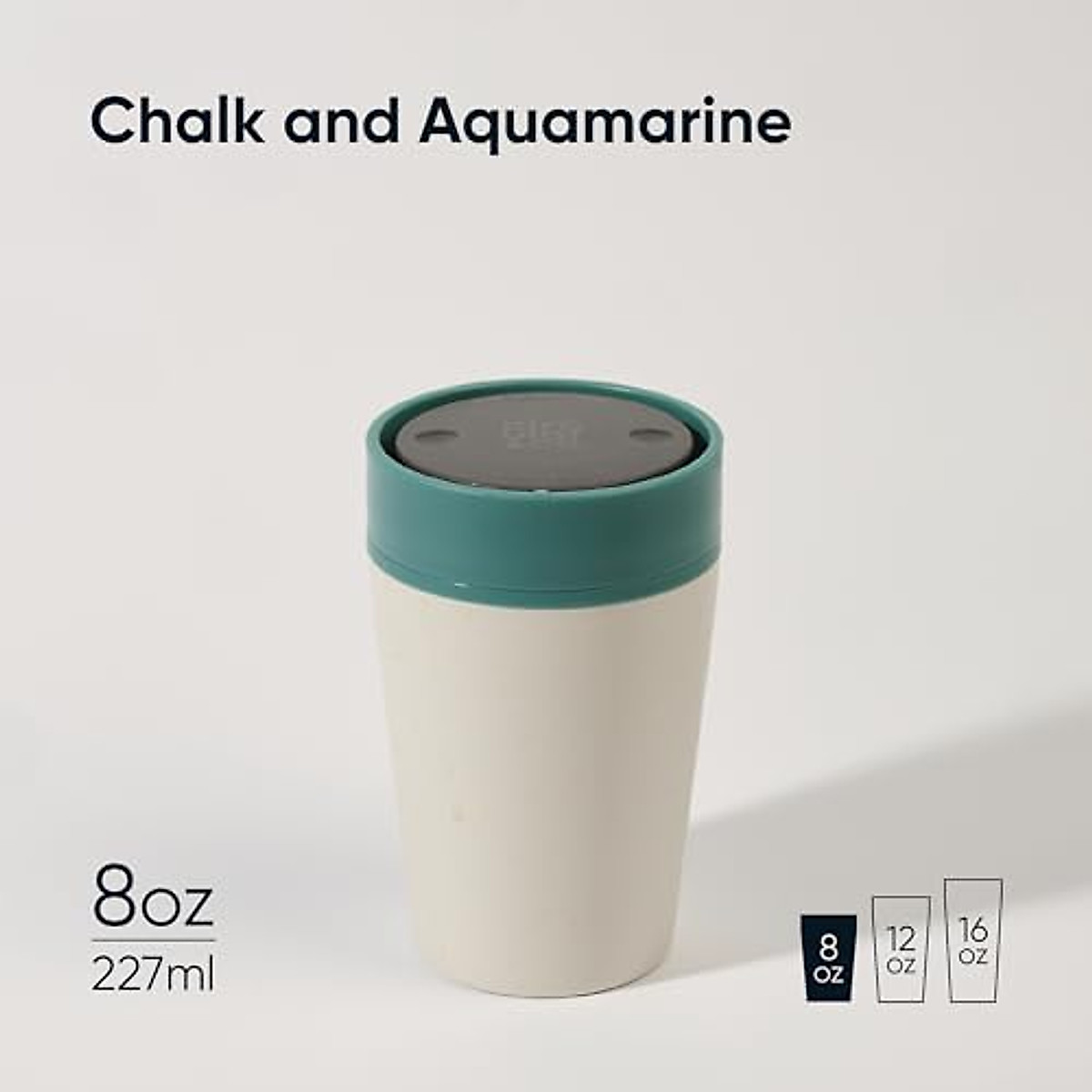 Circular & Co Insulated Reusable Coffee Cup - 8oz/227ml - Small Travel Mug - 100% Leakproof & Lockable - Push Top, One Hand Open, 360 Drinking Coffee Tumbler - Recyclable - BPA Free, Dishwasher Safe
