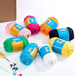 3 Pack Soft Amigurumi Yarn for Crocheting with Easy-to-See Stitches Chunky Yarn Bulk, Knitting & Crochet Supplies for Beginner to Crochet Amigurumi and Others (3x50g)-Green Yarn