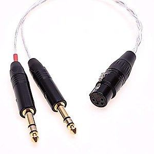 GAGACOCC DIY 2x2 Crystal Silver Plated Shield Cable for Mytek Brooklyn DAC 2 1/4 6.35mm Male to 4-pin XLR Female Balanced Adapter