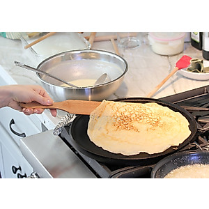The ORIGINAL Crepe Spreader and Spatula Kit - 2 Piece Set (7” Spreader and 14” Spatula) Convenient Size to Fit Large Crepe Pan Maker | All Natural Beechwood Construction only From Indigo True Company