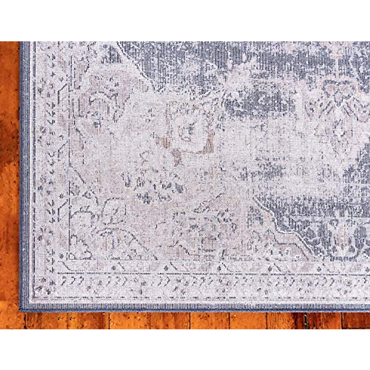 Unique Loom Chateau Collection Vintage, Distressed, Medallion, Rustic, Traditional Area Rug, 8' 0" x 10' 0", Beige/Navy Blue