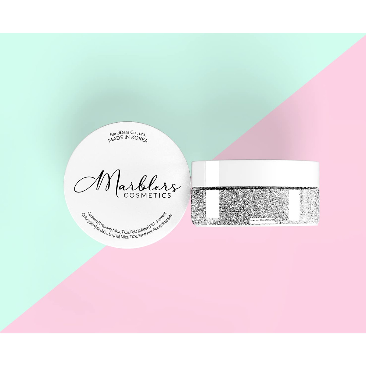 MARBLERS Cosmetic Grade Fine Glitter Duo [Black Knight & Rainbow White] 0.36oz (10g) | Non-Toxic | Vegan | Cruelty-Free | Eyeshadow, Nail Polish, Nail Art | Festival, Rave & Party Makeup | Body & Face