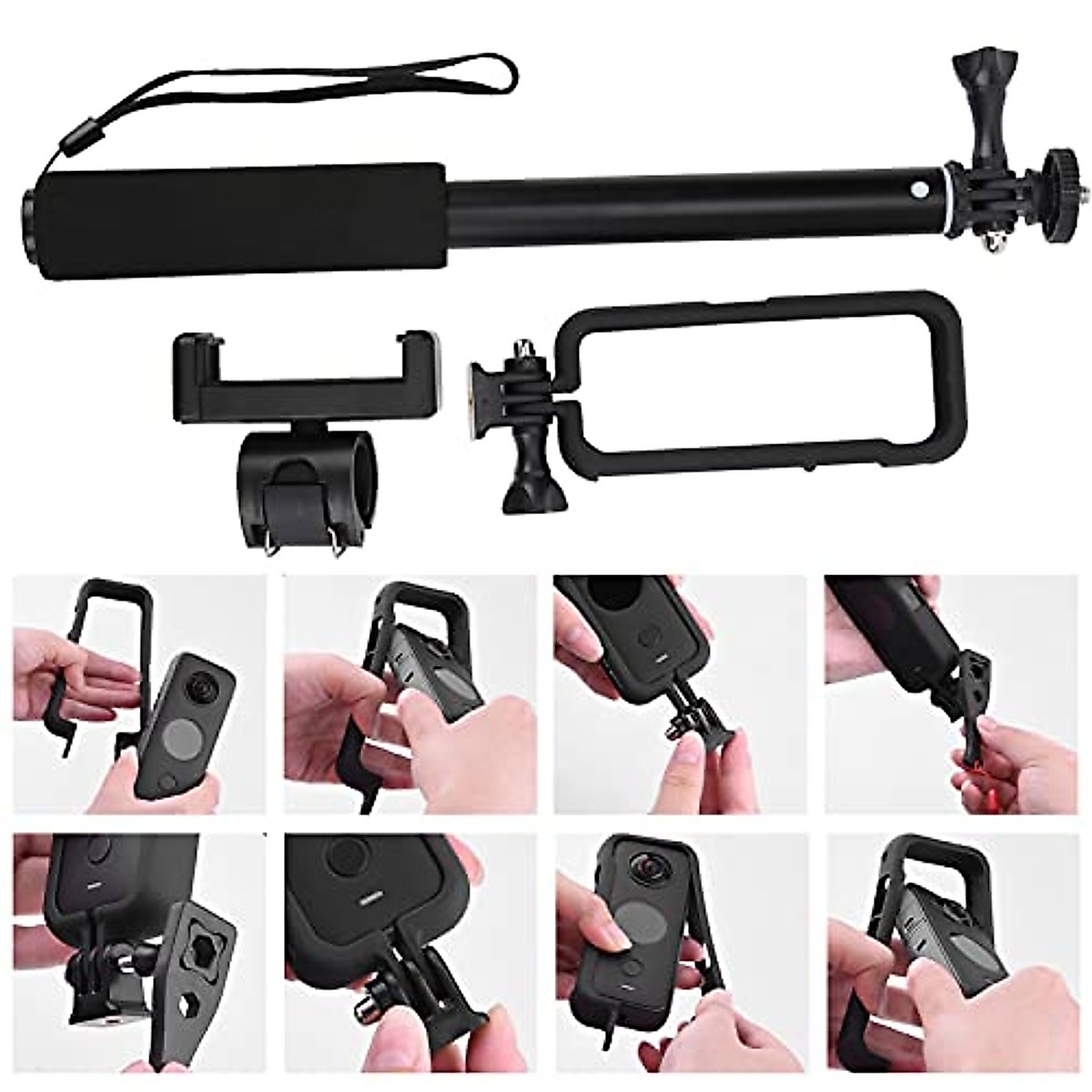 SALUTUY Camera Stand, Four Sections Adjusted Webcam Stand Drop Proof Scalable Shock Proof with Side Window for Insta360 ONE X2 Camera