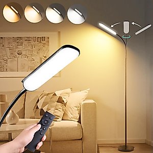 [2024 New] Floor Lamp, 18W 1800LM Super Bright LED Light Lamp with Remote & Works with Smart Plug, Dimmable Timing Eye Caring Reading Light Modern Standing Floor Lamp for Living Room Bedroom Office
