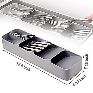 Wewdigi Drawer Cutlery Organizer Tray Kitchen Storage Holder Rack for Cutlery Silverware-Gray…