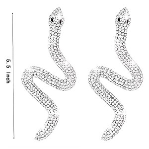 Oversized Silver Snake Earrings for Women Rhinestone Vintage Eygption Alt Gothic Punk Statement Earrings Dangling