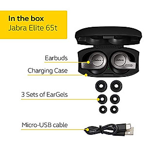 Jabra Elite 65t Earbuds – Alexa Built-In, True Wireless Earbuds with Charging Case, Titanium Black – Bluetooth Earbuds Engineered for the Best True Wireless Calls and Music Experience
