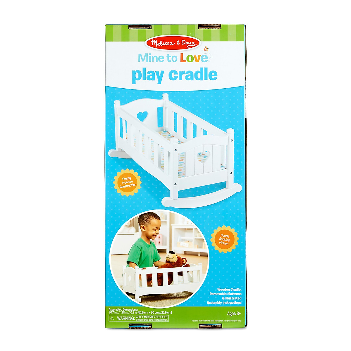 Melissa & Doug Mine to Love Wooden Play Cradle for Dolls, Stuffed Animals - White