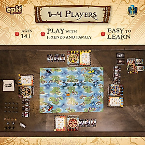Gamelyn Tiny Epic Pirate Board Game - Notorious Pirate Ship Board Games, Strategic Board Games for Adults, With Rulebook, 210 Game Pieces, and 7 Ships, Blue