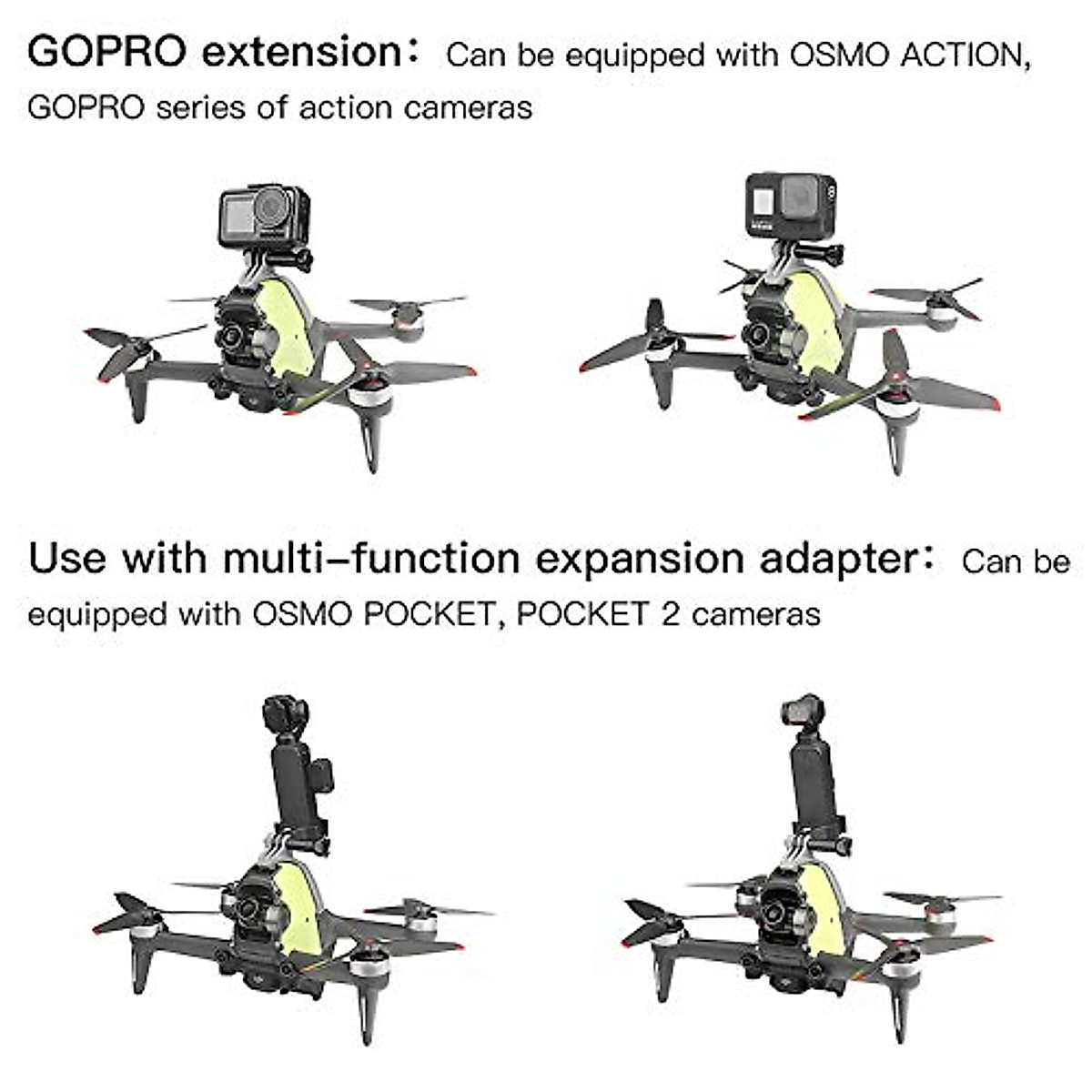 Honlyn Mount Adapter Bracket for DJI FPV Drone Compatible with Gopro 10 9 8 7 /for Insta360 ONE R Insta360 ONE RS /for Insta360 ONE X 1 2/for DJI Osmo Pocket 1 2