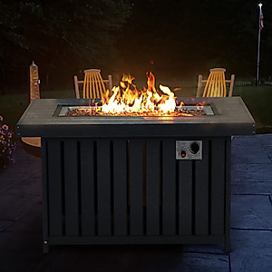 EROMMY Gas Fire Pit Table,38 Inch 50,000 BTU Round Propane Firepits with Lid and Fire Glass,CSA Certification,Add Warmth and Ambience to Gatherings and Parties on Patio Deck Garden Backyard,Brown