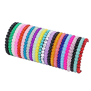 SAMOCO 24Pcs 6mm Beaded Stretch Bracelet Handmade Round Glass Bracelet for Women Multicolor Matte Beads Elastic Bracelet