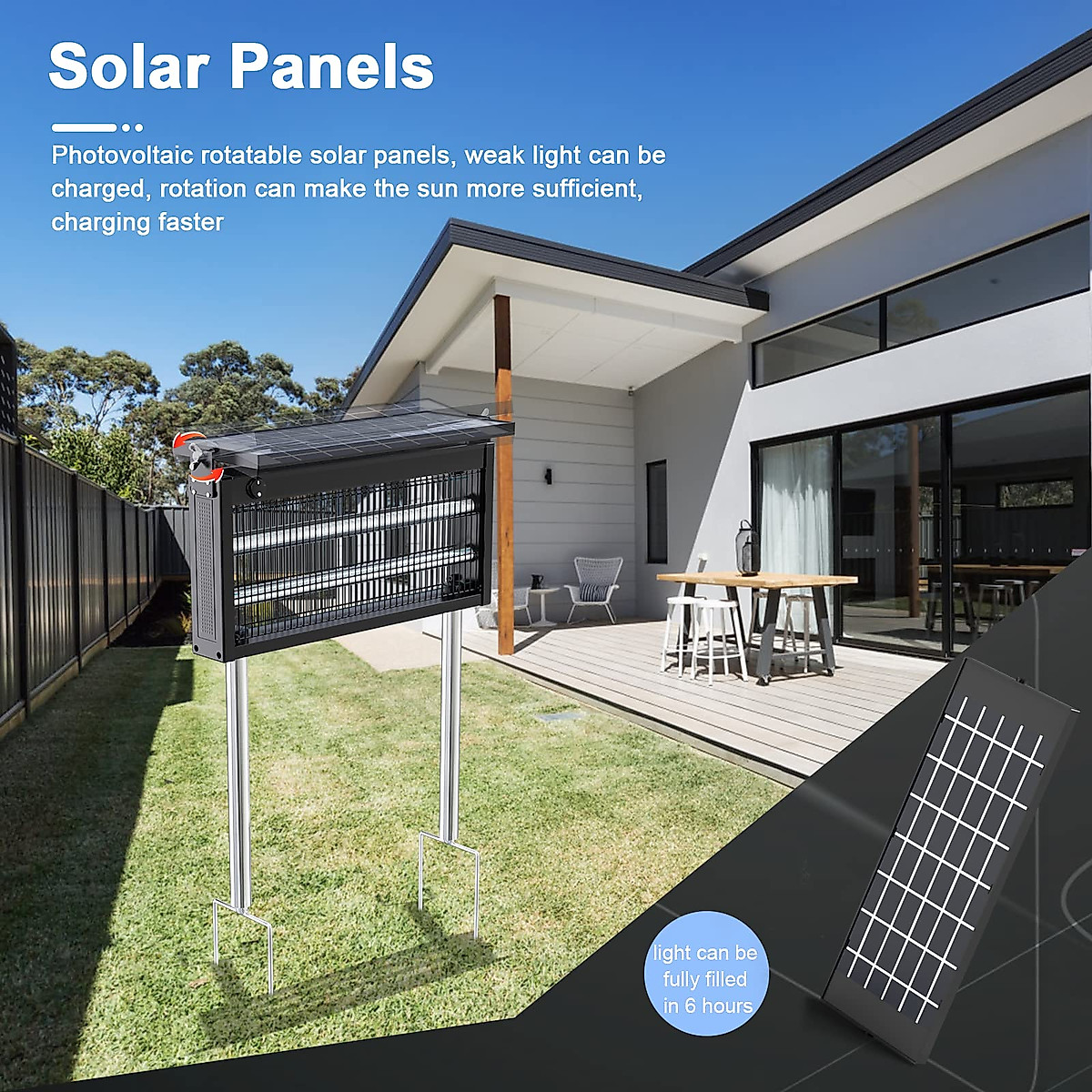 Bug Zapper Outdoor - Mosquito Repellent Outdoor Patio,Solar Bug Zapper for Outdoor Indoor,Waterproof Portable Fly Zapper,High Powered 4500V Mosquito Zappers Killer for Home,Patio,Camping