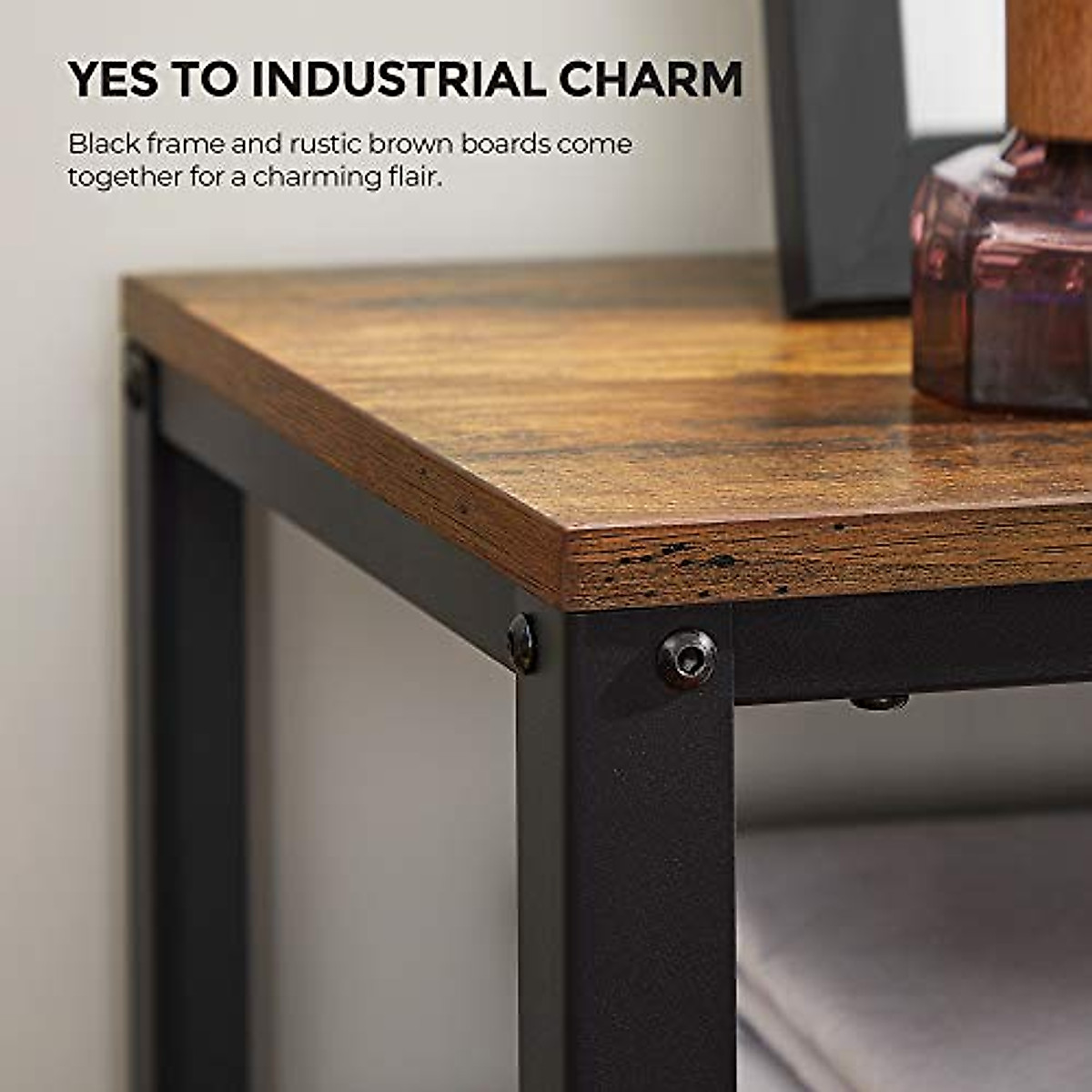 VASAGLE BRYCE TV Stand for TVs up to 43 Inches, Storage Console with Metal Shelf, Easy Assembly and Sturdy Design, Adjustable Feet, 39.4 x 15.7 x 20.3 Inches, Industrial, Rustic Brown ULTV40BX