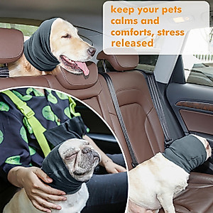 PUMYPOREITY Calming Dog Ears Cover, Dog Ear Muffs Noise Protection, Dog Ear Protection for Anxiety Relief, Dog Calming Hood, Dog Headband for Anxiety, Ear Muffs for Dogs and Cats,Green,L