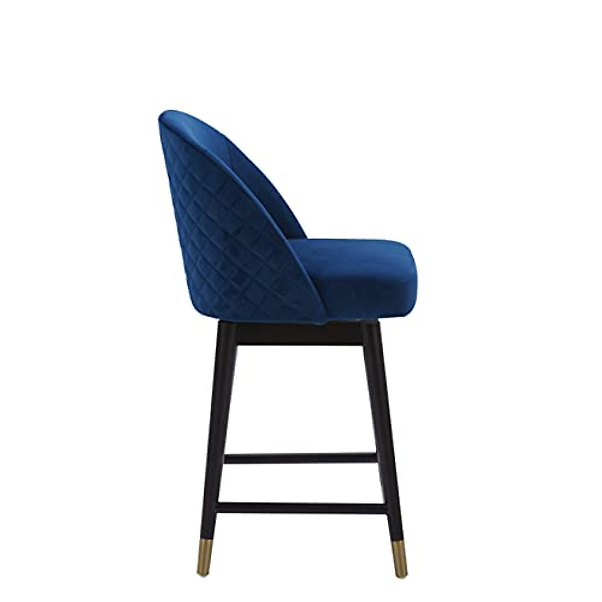 Amazon Brand - Rivet Contemporary Upholstered Counter-Height Swivel Bar Stool with Wood Legs, 37"H, Blue Velvet