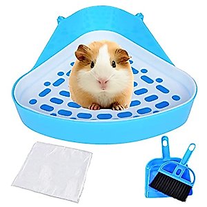 PINVNBY Guinea Pig Litter Box Triangle Potty Trainer Corner Chinchilla Litter Tray Hamster Plastic Corner Toilet Box for Bunny Ferret Small Animal