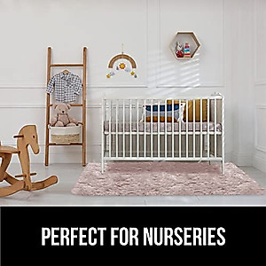 Gorilla Grip Fluffy Faux Fur Area Rug, 5x7, Rubber Backing, Machine Washable Soft Furry Rugs for Living Room, Bedroom, Baby Nursery Decor, Durable Fuzzy Throw Carpet for Dorm Floor, Dusty Rose