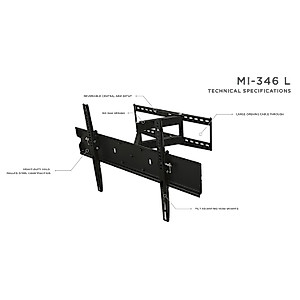 Mount-It! Full Motion TV Wall Mount with 17.3" Extending Swivel Arm | VESA Compatible 400x400 and 600x400, Fits 32 35 40 45 50 55 60 65 Inch | 110 Lbs Capacity