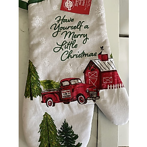 Christmas Time Have Yourself A Merry Little Christmas 4 Piece Kitchen Set: 1 Dish Drying Mat, 2 Potholders, 1 Oven Mitt