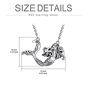 RMREWY Oxidized Mermaid Necklace, 925 Sterling Silver Rose Pendant Necklace Jewelry Gift for Women Mother(Mermaid style 1)