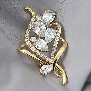 Zirconia Crystal Flower Brooches Pins for Women bouquets Costume Jewelry Gifts (rose gold)