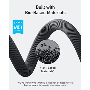 Anker 543 USB C to USB C Cable (240W 6ft), USB 2.0 Bio-Based Charging Cable for MacBook Pro 2020, iPad Pro 2020, iPad Air 4, Samsung Galaxy Samsung Galaxy S23+/S23 Ultra/S22 Ultra (Phantom Black)