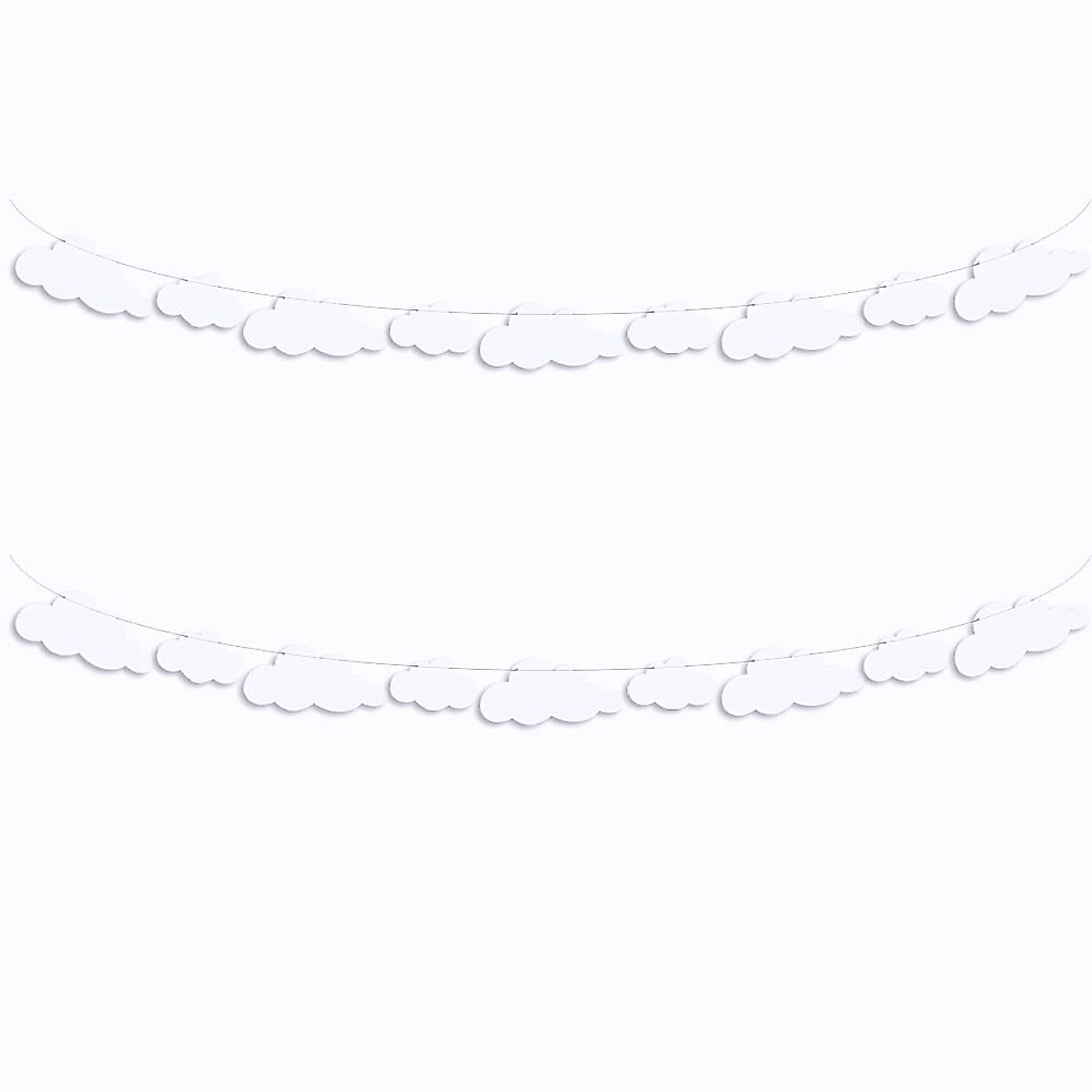 SaktopDeco 2 Pack Cloud Garland White Cloud Felt Banner Cloud Wall Decor Cloud Baby Shower Sky Theme Party Decorations