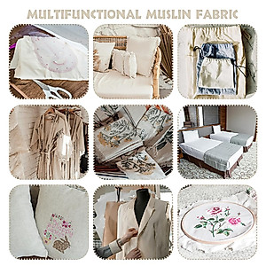 Cotton Fabric: 63 inch x 5 Yards Unbleached Muslin Linen Fabric Perfect for Sewing, Apparel, and Craft（Bleached