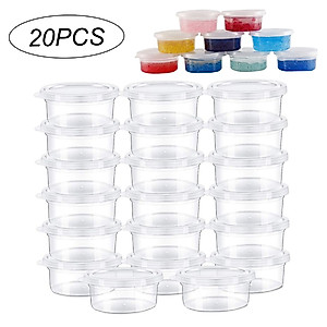 Jeorywoet 20 Pcs Leakproof Transparent Slime Containers Foam Balls Storage Box Plastic Slime Organizers with Lids,
