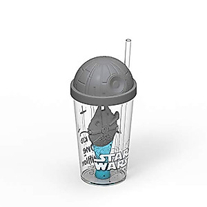 Zak Designs Star Wars Ep4 22oz Sculpt Tumbler, Made of Durable Plastic, Unique Novelty Treasure Cup (SW Episode IV Movie Millennium Falcon, BPA-Free)