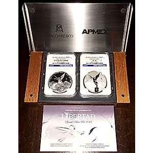 2015 Mexico Silver Onza LIBERTAD NGC PF70 UCAM & REVERSE PROOF 2-coin Set PL70