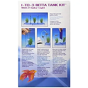 PENN-PLAX Deluxe Triple Betta Bow Tank Kit – Safely Divided Compartments – White and Blue LED Display Lights – Includes Under Gravel Filter & Plastic Plants – 0.7 Gallon in Blue