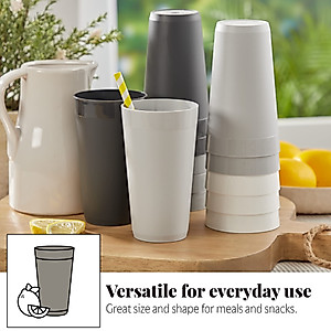 US Acrylic Newport 20 ounce Unbreakable Plastic Stackable Water Tumblers in Grey Stone | Set of 12 Drinking Cups | Reusable, BPA-free, Made in the USA, Top-rack Dishwasher and Microwave Safe