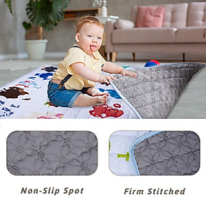 Beavtaens Baby Play Mat, 50x50 Playpen Mat with Super Soft Touch, Activity Mat with Upgraded Anti-Slip Bottom, Machine Washable Crawling Mat for Floor & Picnic (Animal)