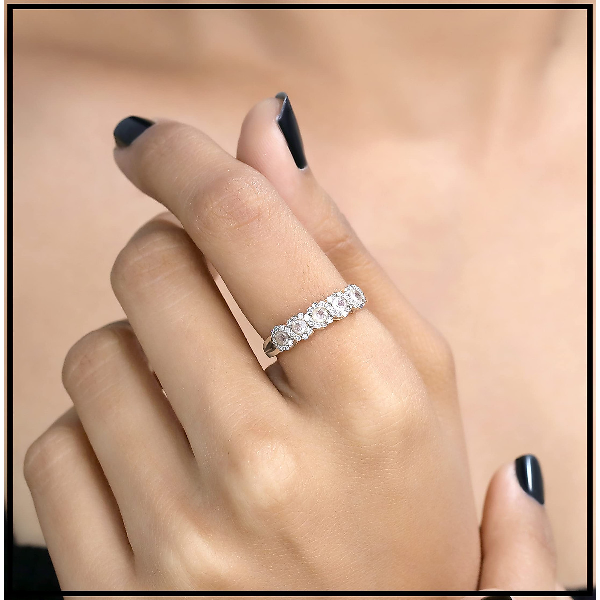 Dazzlingrock Collection Round White Diamond & Morganite Wedding Stackable Band in 10K Rose Gold, Size 7