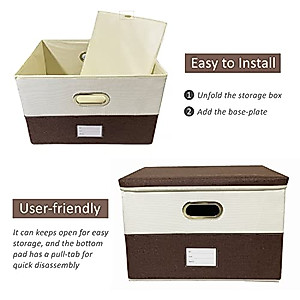 KIART Large Storage Bins with Lid, Decorative Storage Box 17 x 11.8 x 11.8 inch Clothes Organizer Basket for Home Bedroom Shelf Closet Office Car (Brown)