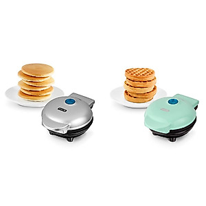 DASH Mini Griddle and Waffle Maker Bundle - Make Individual Pancakes, Cookies, Eggs, Waffles and More